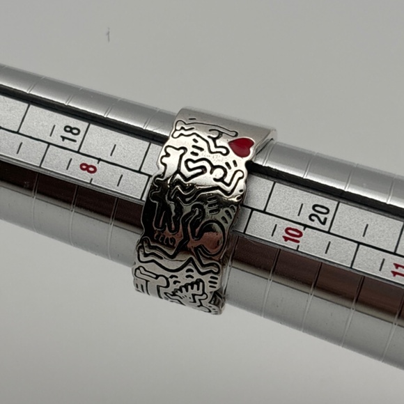 Jewelry | Silver Color Ring Size 9 Keith Haring Inspired Design | Poshmark